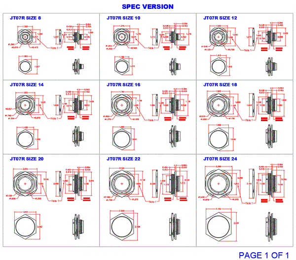 2D Cad Drawings - Amphenol MIL-DTL-38999 Series 1 & 2 | ZukCadStore ...